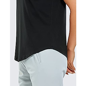 CRZ YOGA Womens Pima Cotton Short Sleeve Shirts V Neck T-Shirts Casual Workout Tops Gym Clothes Black X-Large