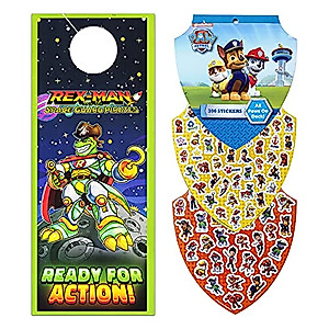 Nick Shop Paw Patrol School Backpack For Kids, Boys ~ 3 Pc Supplies Bundle With 15 Inch Bag, 300 Stickers and Door Hanger (Paw Travel Bag), backpack)