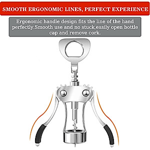 KORCCI Wine Opener, Wine Bottle Opener, Zinc Alloy Wing Corkscrew Heavy Duty, Cork Screw Beer Opener for Bartenders, Multifunctional Bottle Opener for Home Kitchen, Restaurant, Bar, Waiters