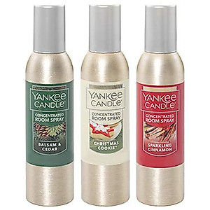 YANKEE CANDLE Holiday Favorites 3-Pack Concentrated Room Sprays (Balsam & Cedar, Christmas Cookie, Sparkling Cinnamon)