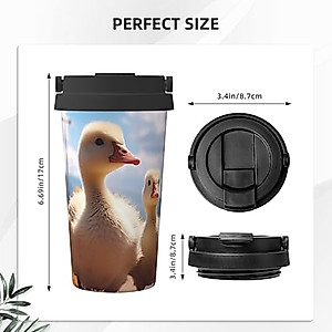 GTKSYNVE Reusable Coffee Mug with Lid and Handle, Cute Goose Tumbler for Hot & Cold Drinks 16oz Stainless Steel Insulated Coffee Tumblers Double Wall Vacuum Thermal Cup