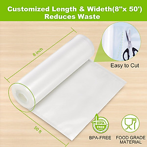 Vacuum Sealer Bags 8" x 50' & 11" x 50' + 100 Pint 6" x 10" + 2 Rolls 8" x 50' Rolls (Total 4 Rolls + 100 Pint)