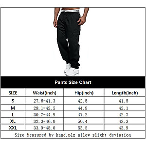 THWEI Mens Cargo Pants Casual Drawstring Athletic Jogger Sports Outdoor Trousers Black XL