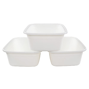 Nicesh 18 Quart Large Dish Pan, 3-Pack Plastic Rectangular Wash Basin, White