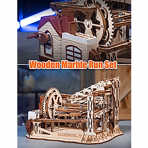 MIEBELY Electrical 3D Wooden Puzzles for Adults Craft Toys DIY Marble Run Model Building Kits Block Toys W/Motor, Mechanical Gear Engineering Kit Home Decor Hobbies Idea Christmas Day Gifts for Kids