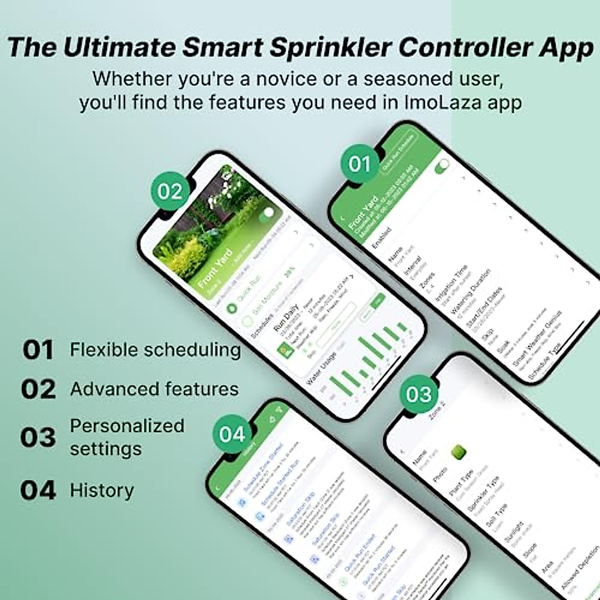 ImoLaza Smart Sprinkler Controller Evapotranspiration Master: 8 Zones WiFi Irrigation Controller with Automated Watering and App Control, Save Water Through Rain, Freeze, Wind and Saturation Skip