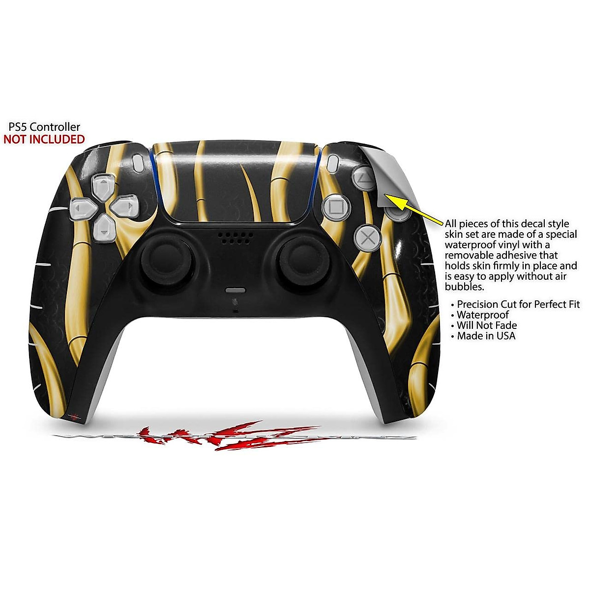 WraptorSkinz Skin Wrap compatible with Sony PS5 DualSense Controller Metal Flames Yellow (CONTROLLER NOT INCLUDED)