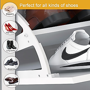 vinform Entryway Shoe Cabinet, Shoe Storage Cabinet with 3 Flip Drawers, Slim Shoe Cabinet for Hallway, Narrow Shoe Storage Cabinet, White Shoe Rack Storage Cabinet(W31.5 x D9.45 x H47.24)