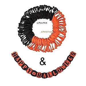 Happy Halloween Banner With Balloons - 100 Orange & Black Balloons Set - Halloween Decor Party Decorations Garland Bundle by Jolly Jon