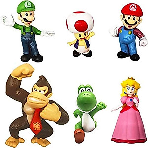 BYDIEJ Mario Action FiguresToys – Mario and Luigi Action Figures Toy Set of 1-3'' Mario Luigi Yoshi Garage Kit Decorations Toy (6pcs)