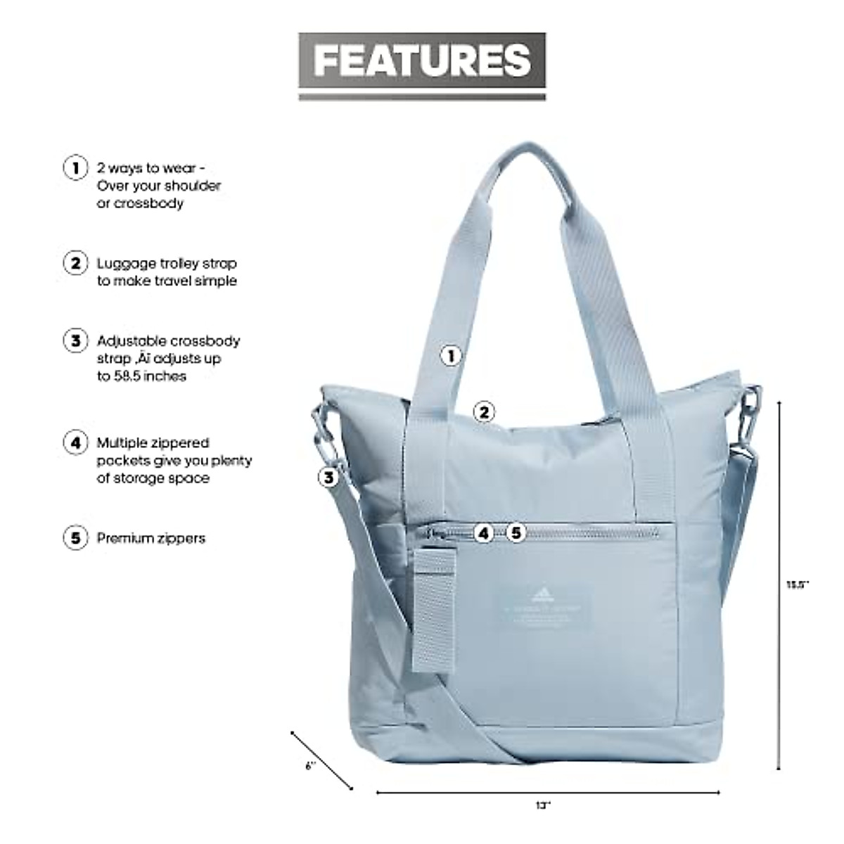 adidas All Me Tote Bag, Wonder Blue, One Size