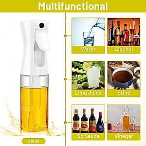 Oil Sprayer Glass Bottle for Cooking, 200ml, Reusable, Food Grade for Air Fryer, Salad, Baking, Frying, BBQ