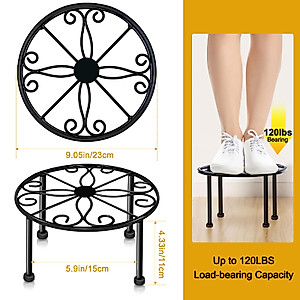 Metal Black Plant Stands，Anti-Rust Iron Plant Pot Shelf，Heavy Duty Round Supports Display Rack，Rustproof Potted Plant Holder，Corner Gardening Pumpkin Stand for Indoors or Outdoors (3 Pack Matte Black)