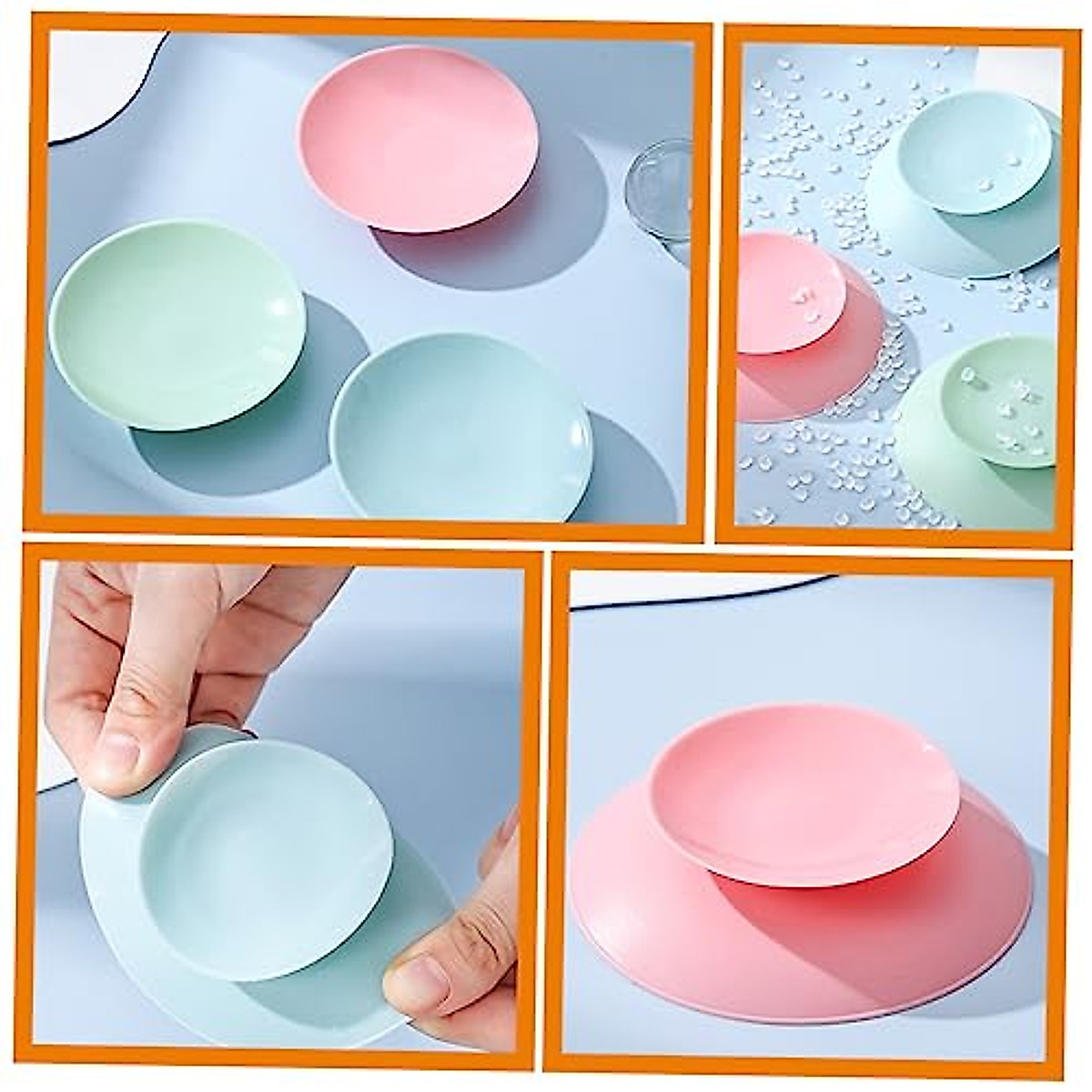 DOITOOL 3pcs Silicone Suction Plate Double Sided Suction Cups Silicone Utensil Rest Sucker Pads for Plate Silicone Grip Dish Suction Cup Plates Plate Bowl Fixing Pad Suction Pads