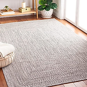 Safavieh Braided Collection Area Rug - 9' x 12', Grey & Ivory, Handmade Farmhouse, Ideal for High Traffic Areas in Living Room, Bedroom (BRA201F)