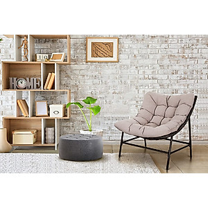 MFSTUDIO 2 Pieces Outdoor Rattan Egg Lounge Chairs, Patio Wicker Scoop Papasan Lounge Chairs Set of 2 with Cushions and Durable Steel Frame, Indoor & Outdoor Use, 330lbs, Porch, Backyard