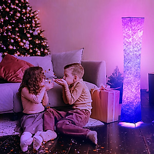 chiphy Floor Lamp, 64" Tall Dimmable and RGB Color Changing LED Smart Bulbs White Fabric Shade, with Remote Control, Standing Lamp for Living Room, Bedroom Play Room