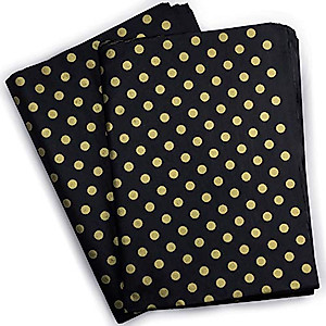 MR FIVE 30 Sheets Black Gold Polka Dot Tissue Paper Bulk,20" x 28",Gift Wrapping Tissue Paper,Black Tissue Paper for Gift Bags,DIY and Crafts,Wrapping Paper for Graduation,Birthday,Holiday