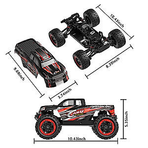 RACENT RC Car, 1:16 Scale All Terrain Monster Truck, 30MPH 4WD Off Road Fast Remote Control Car, 2.4Ghz High Speed Electric Vehicle with 2 Rechargeable Batteries, 40+ Min Play, Gift for Boys (785-5)