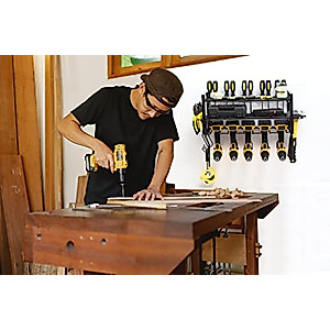 NALAWEKER Power Tool Organizer Drill Holder Wall Mount Storage Rack Cordless Drill Storage Floating Tool Shelf with 5 Hanging Slots Steel Heavy Duty Drill Charging Station