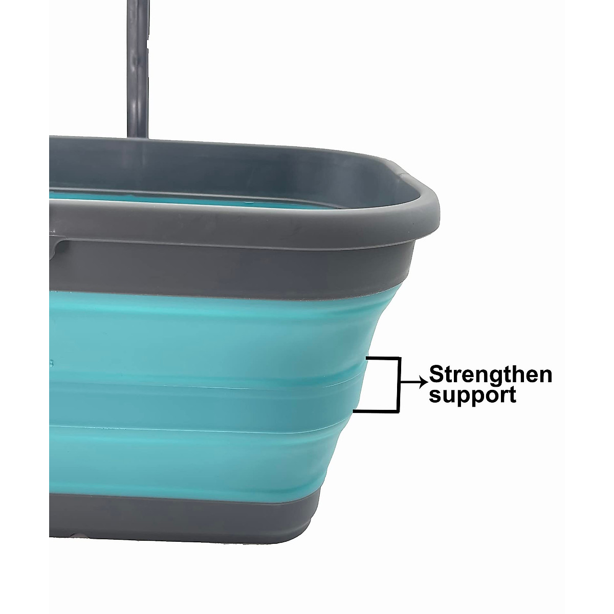 SAMMART 12L (3.1 Gallon) Collapsible Rectangular Handy Basket/Bucket/Multiuse Foldable Water Pail for Camping, Fishing (Alloy Grey + Crystal Blue (Set of 2))