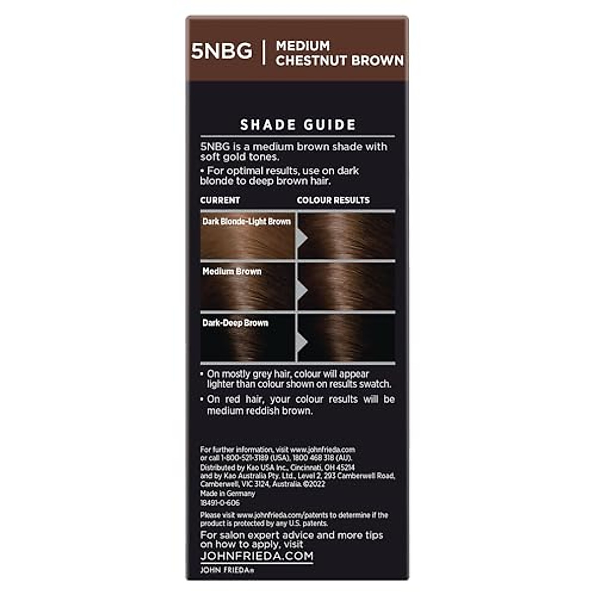 John Frieda Precision Foam Colour, Medium Chestnut Brown 5NBG, Full-coverage Hair Color Kit, Anti-Fade Gray Coverage, Deep Color Saturation Hair Dye, 1 Application