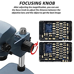 HengTianMei ZS7050 Profesional Binocular Stereo Microscope, WF10x/22 Eyepieces, 7X-50X Magnification, 0.7X-5X Objective, 72 LED Ring Light Illuminator, Adjustable Zoom and Focus Knobs