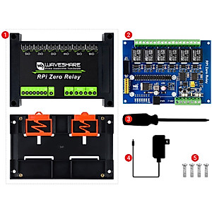 Waveshare Industrial 6-CH Relay Module for Raspberry Pi Zero, RS485/CAN Half-Duplex Communication, Auto RX/TX Switch, MCP2515 + SN65HVD230 Solution, SPI Control