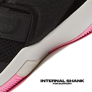 AND1 Gamma 4.0 SS Boys & Girls Basketball Shoes, Kids Youth Cool Basketball Sneakers with Strap - Black/White/Dark Pink, 6 Big Kid