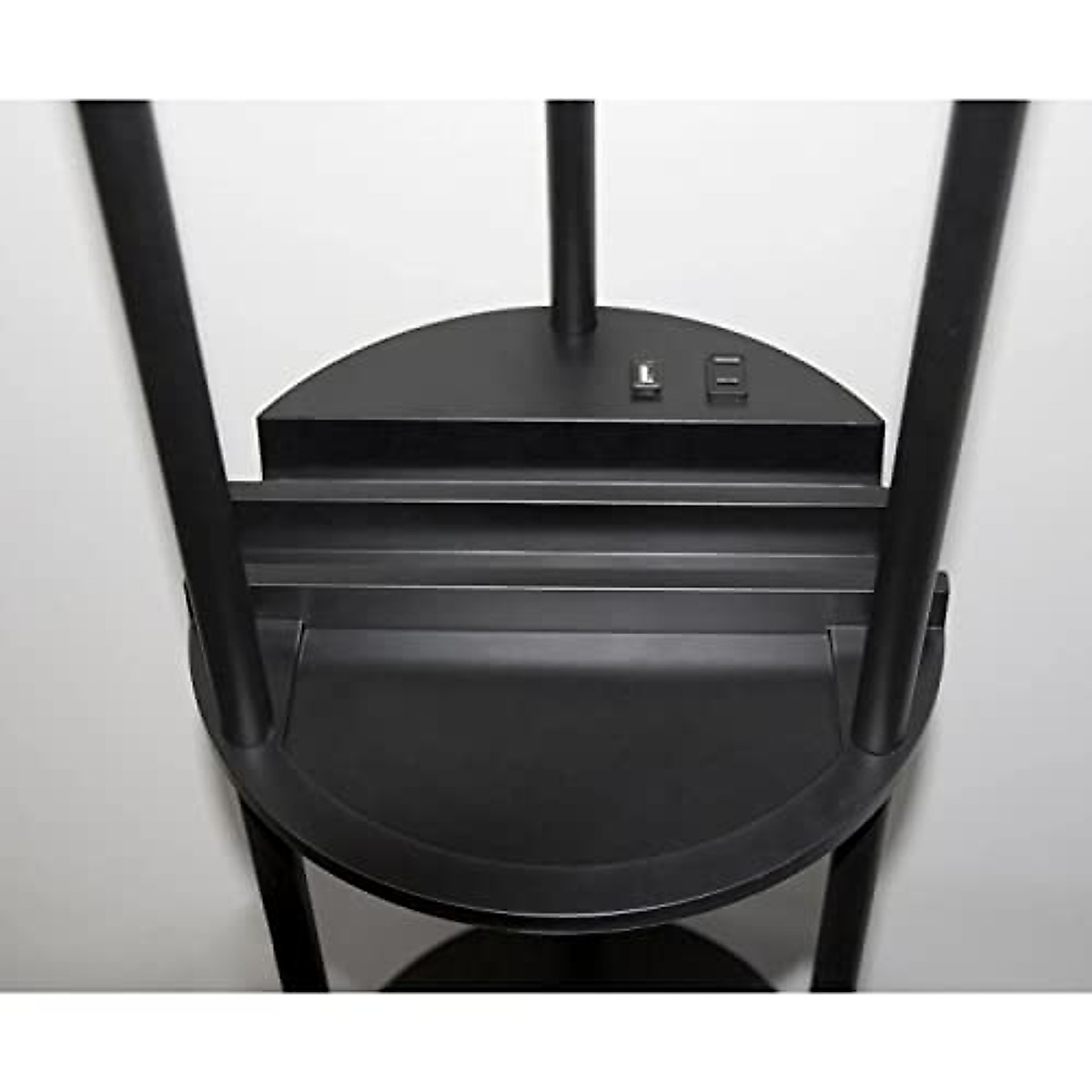 Adesso 3116-01 USB & AC Charging Station Floor Night Lamp with 2 Storage Shelves and Device Holders Black, 63"
