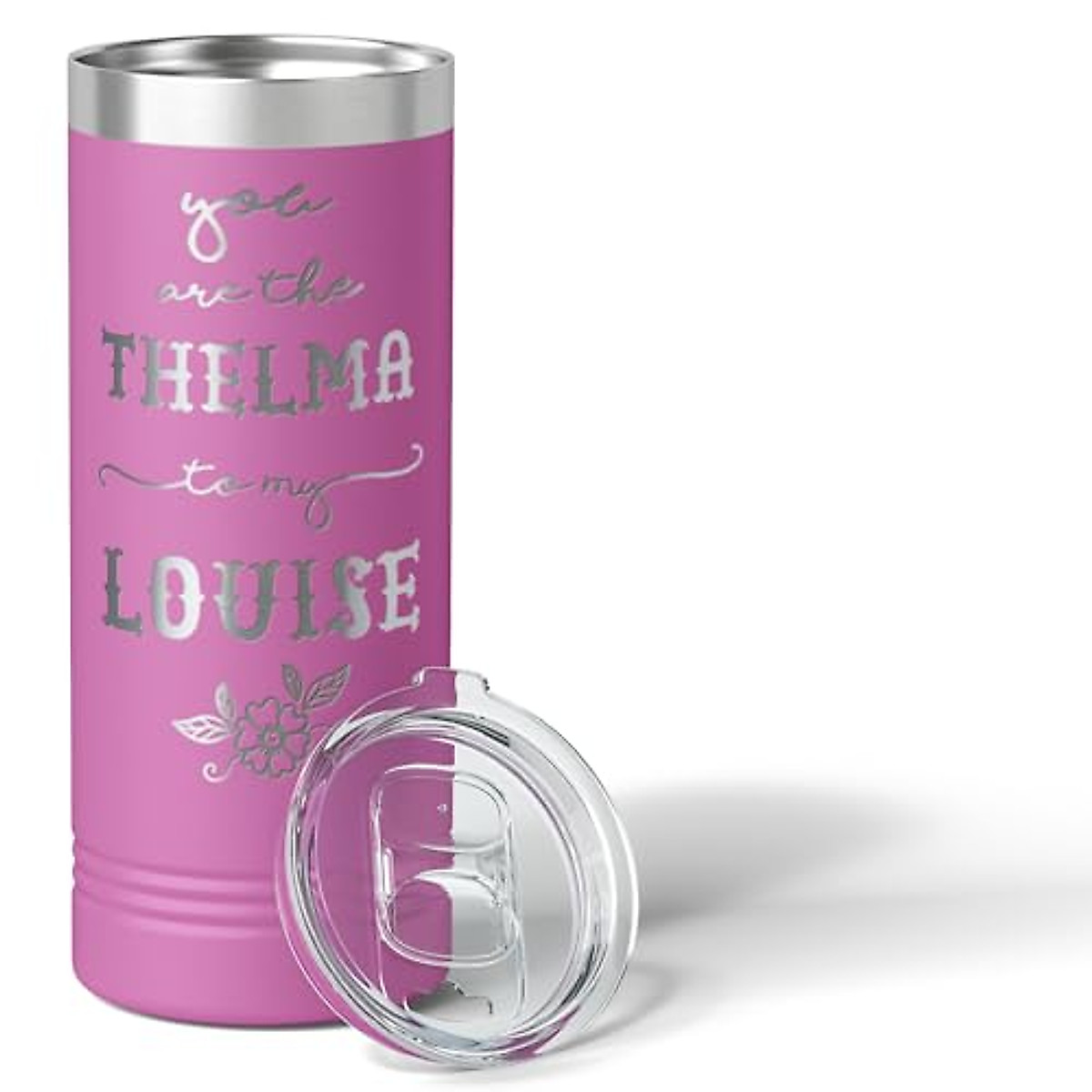 Cuptify You are the Thelma to my Louise Skinny Tumbler with Lid and Straw Laser Engraved on Blush 22 oz Vacuum Insulated Gift for Women, Best Friend, Sister