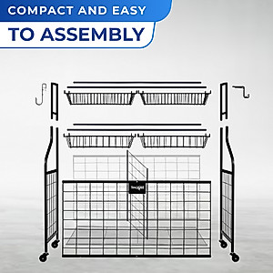 Yes4All Garage Sports Equipment Organizer, Garage Ball Storage, Rolling Ball Storage for Indoor/Outdoor Use, Steel, Black