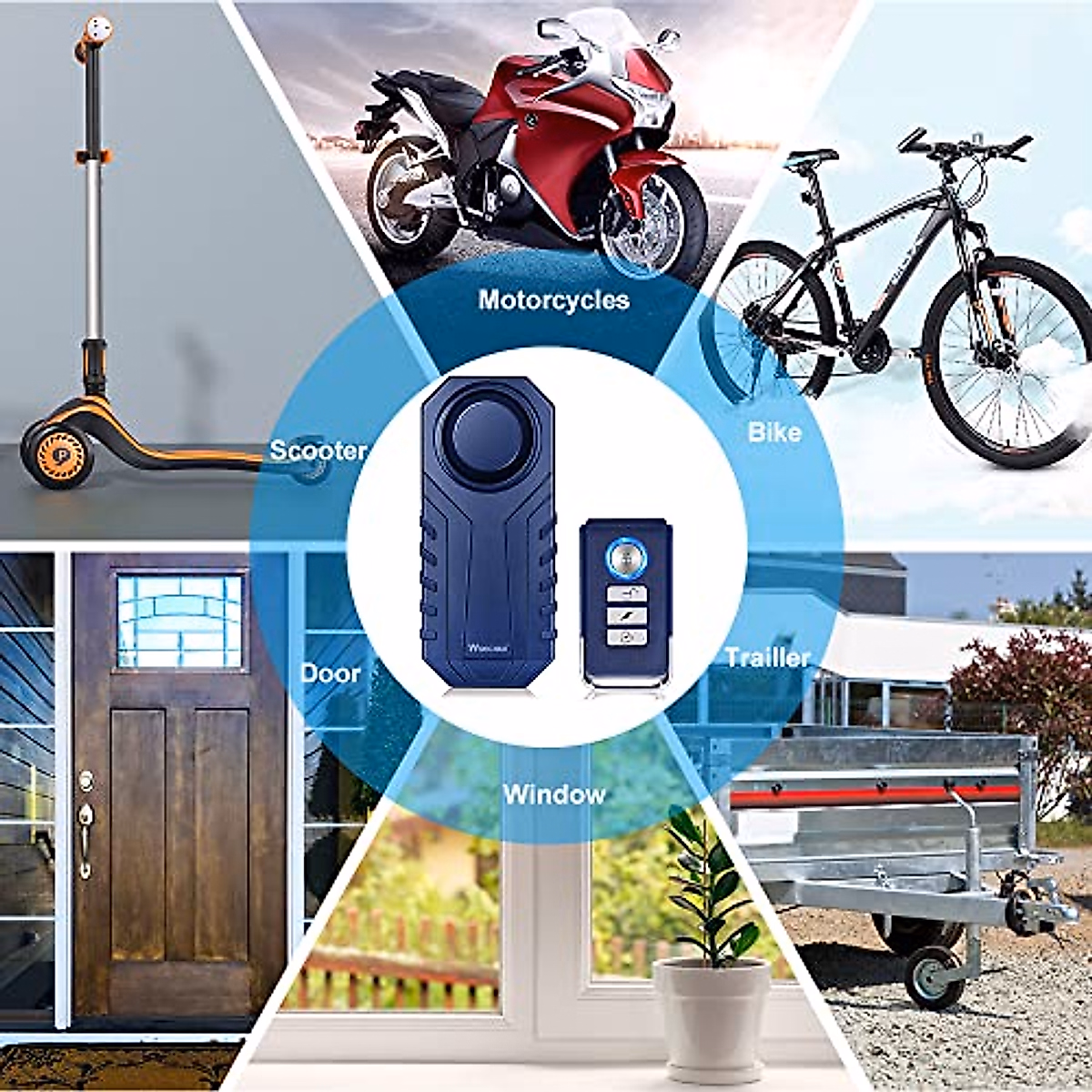 WSDCAM 113dB Bike Alarm Catalytic Converter Alarm Wireless Anti Theft Vibration Motion Sensor Vehicle Security Alarm System Waterproof Motorcycle Alarm Bicycle Alarm with Remote (NO Heat Resistance)