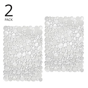mDesign Adjustable Kitchen Sink Dish Drying Mat/Grid - Soft Plastic Sink Protector - Cushions Sinks, Stemware, Glasses, Dishes - Quick Draining Bubble Design - Large, 15.5" Long, 2 Pack - Clear