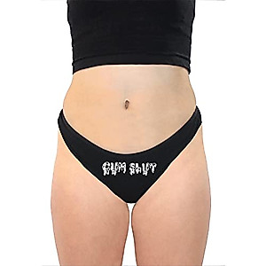 Dirty Girl Undies The Cum Slut Women's High Rise Sexy Thong, Dirty Undies! Medium Black