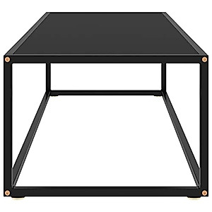 QJBSAVVA Coffee Table Black with Black Glass 47.2"x19.7"x13.8",Bedside Tables Side Tables End Tables Entrance Tables Suitable for Meeting Rooms, Reception Rooms, Offices