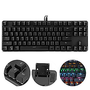 CCYLEZ 87 Keys Mechanical Keyboard, Wired USB Entertainment Gaming Keyboard, Mixed Light Computer Accessories 919(Black)