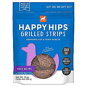 Happy Hips & Joint, Grilled Strips, Grain Free Dog Treats, Glucosamine & Chondroitin, Duck 10oz