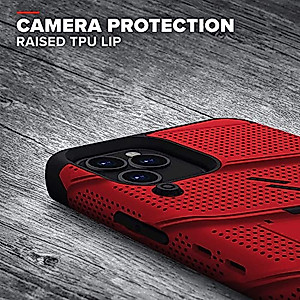 ZIZO Bolt Series for iPhone 12 / iPhone 12 Pro Case with Screen Protector Kickstand Holster Lanyard - Red & Black