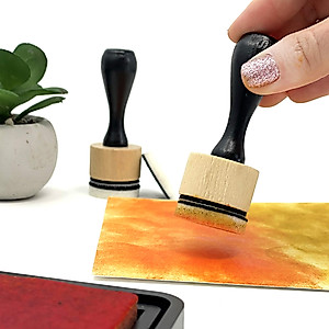 Pixiss Mini Ink Blending Tools, 2 Pack Round with 4 Replacement Foam Pads for Distressing, Blending and More