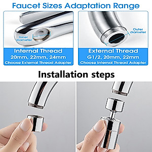 YOXITIXOY YSQ Aerator, 80-Degree Big Angle Swivel, Dual-Function Kitchen Faucet Accessory, Polished Brass & ABS Material, 360° Swivel, Universal Fit (5.59x1.3 inches)