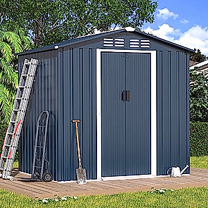 Delnavik 6'X4' Outdoor Metal Storage Shed, Metal Shed Kit with Double Doorknobs and Air Vents Waterproof Sheds Cabinet for Patio and Outside Storage