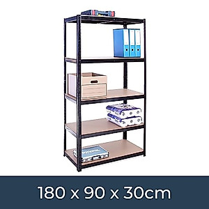 Garage Shelving Units - 71" H x 35" L x 12" W - Heavy Duty Racking - Shelves for Storage -1 Bay - Black - 5 Tier - 2000LB Capacity (400LB Per Shelf) - Workshop, Shed, Office - 5 Year Warranty
