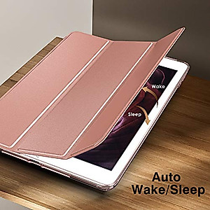 MoKo Case Fit 2018/2017 iPad 9.7 6th/5th Generation, Slim Smart Shell Stand Folio Case with Soft TPU Translucent Frosted Back Cover Compatible with iPad 9.7" 2018/2017, Auto Wake/Sleep - Rose Gold