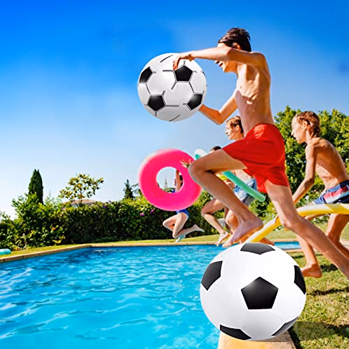 HAOOIE 4 Pack Giant Inflatable Soccer Ball 27 Inch Large Beach Balls Bulk Pool Toys Beach Toys Beach Party Decoration for Water Sports Games Party Supplies