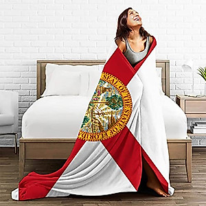 Florida State Flag Flannel Blanket Plush Throw Lightweight Super Soft Microfiber Flag of The US State Flannel Blankets for Couch, Bed, Sofa Ultra Luxurious Warm and Cozy for All, 50*40in