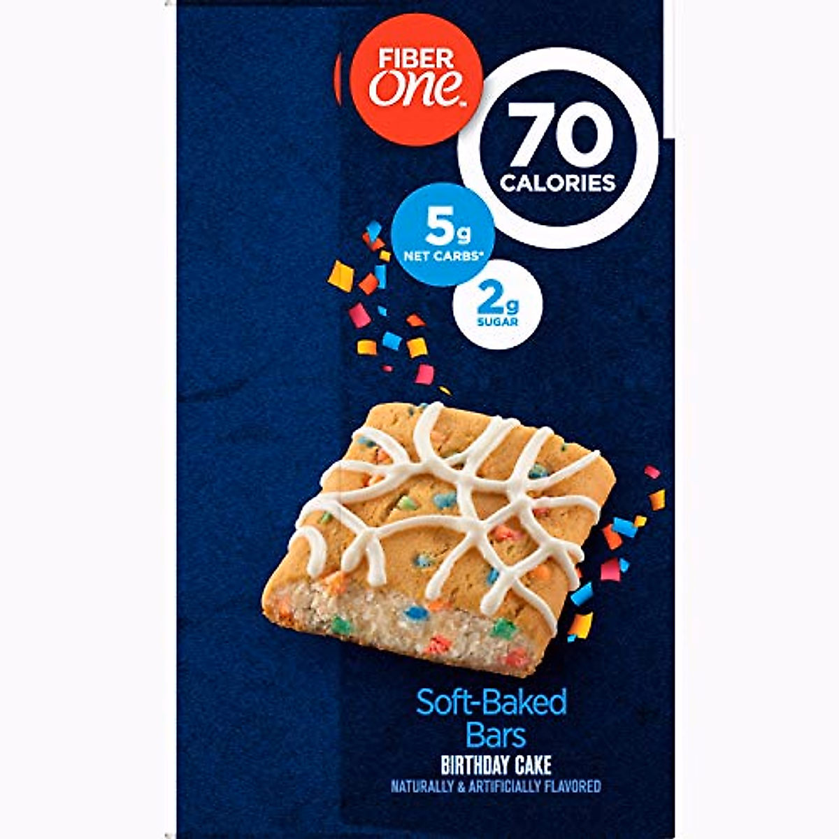 Fiber One 70 Calorie Soft-Baked Bars, Birthday Cake, Snack Bars, 12 ct