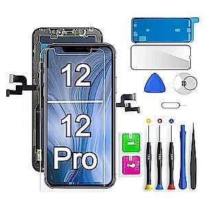 iPhone 12/12 Pro Screen Replacement Kit, LCD Cellular Glass Display Repair Digitizer 6.1 inch Touch Screen with Repair Kit + Screen Protector