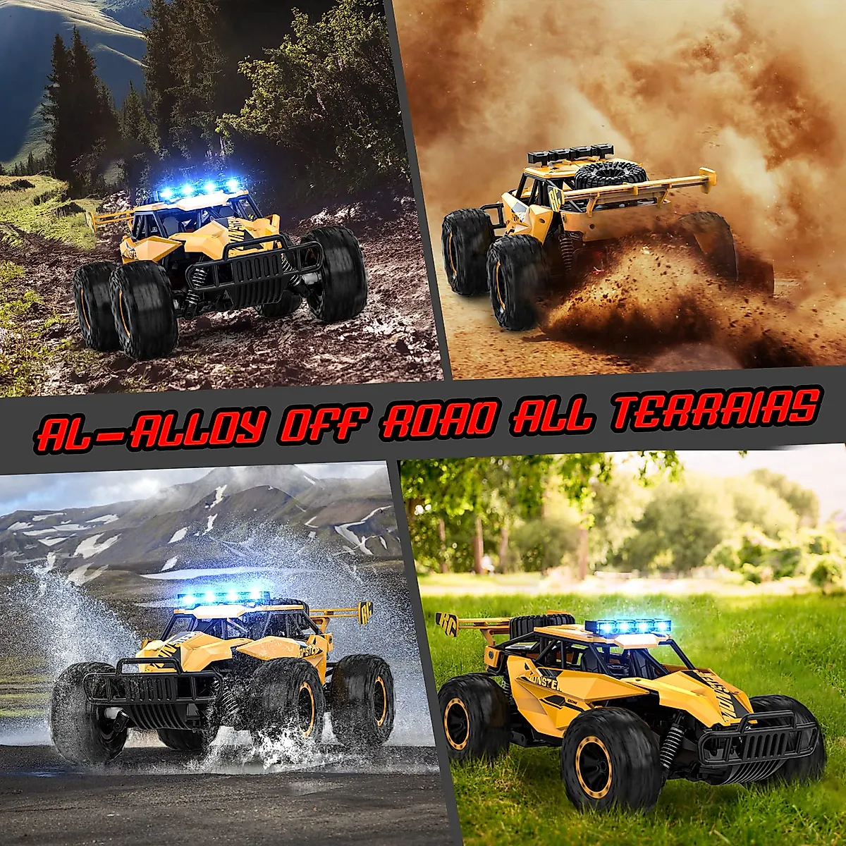 Bluejay Remote Control Car - 2.4GHz High Speed 33KM/H RC Cars Toys, 1:12 Monster RC Truck Off Road Hobby Toys with LED Headlight and Rechargeable Battery Gifts for Adults Boys 8-12 Kids