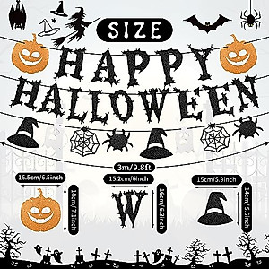 Happy Halloween Banner - Halloween Hanging Paper Garland Bunting Banner Bloody Pumpkin Decorations, Photo Backdrop for Wall Home Mantle Office Wall Scary Party Supplies